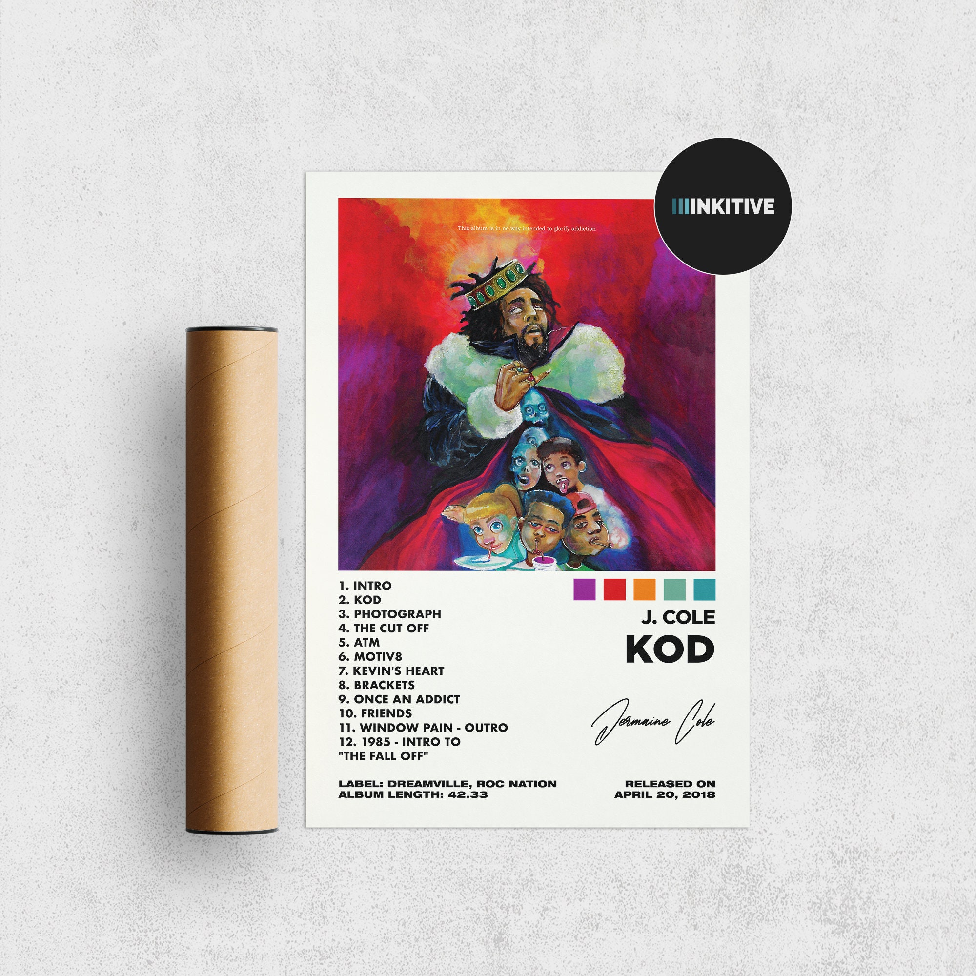 J Cole Poster - KOD Poster | J Cole Album Cover Poster