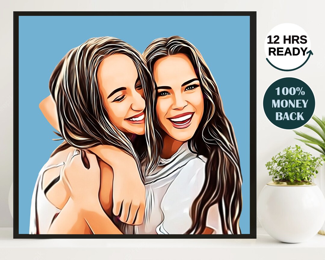 BEST FRIENDS GIFT Personalized Portrait From Photo Custom - Etsy