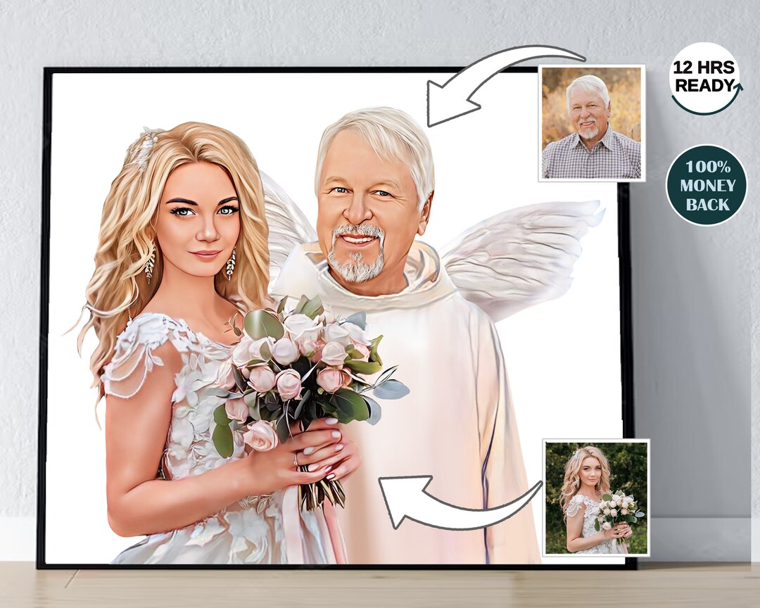 LOSS of FATHER GIFT for Daughter Personalized Memorial Portrait, Add ...
