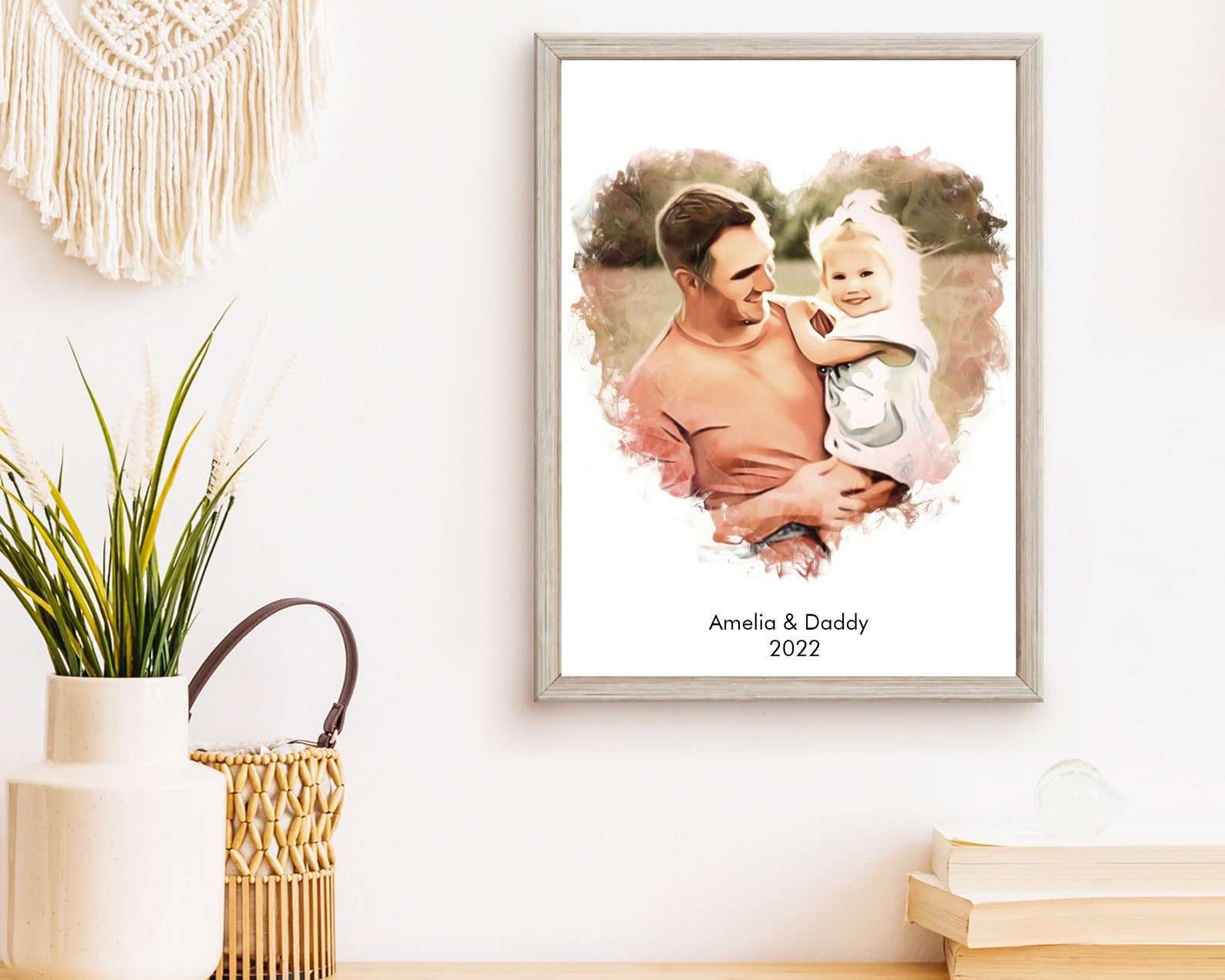 Cartoon Family Portrait Print Dad Son Painting Portrait From | Etsy Canada