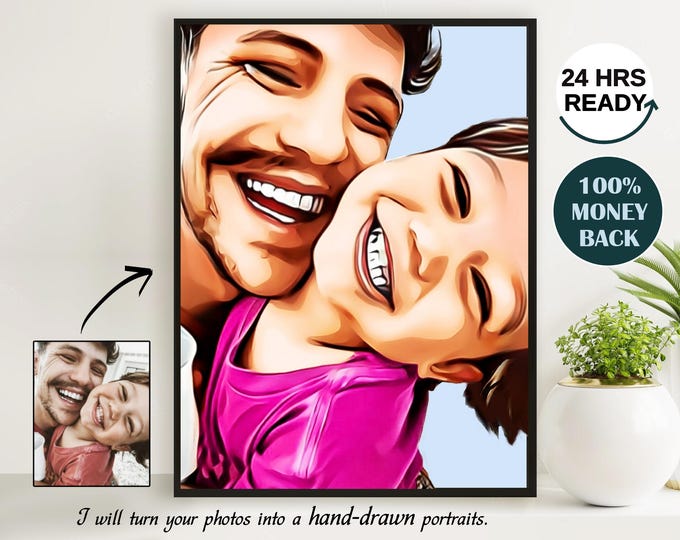 Cartoon Portrait From Photo - Custom Personalized Digital Illustration ...