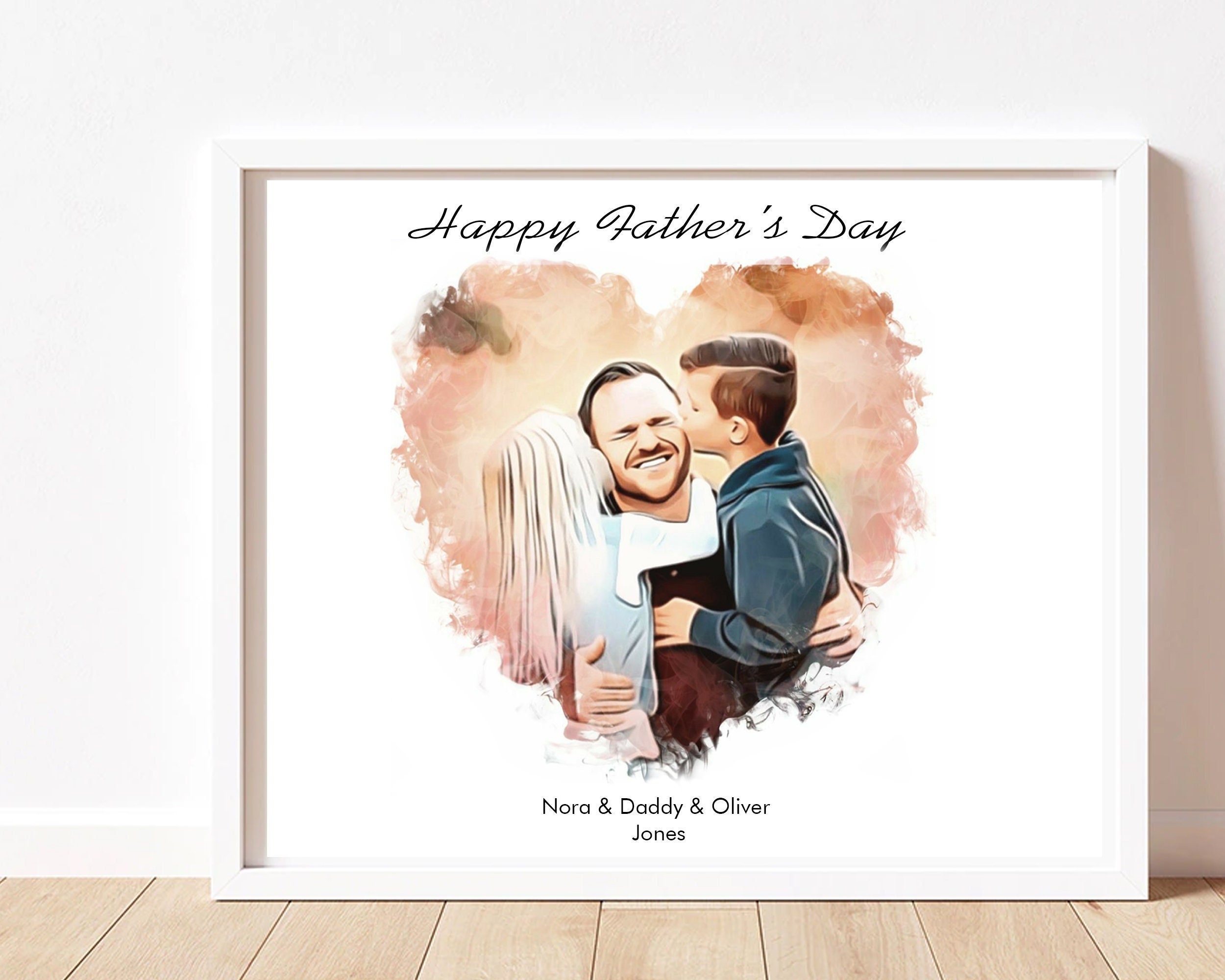 Cartoon Family Portrait Print Dad Son Painting Portrait From | Etsy Canada