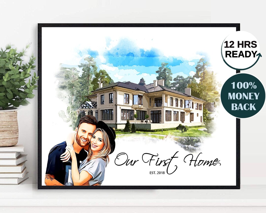 CUSTOM HOUSE PORTRAIT, Home Drawing, Watercolor Illustration, Painting ...