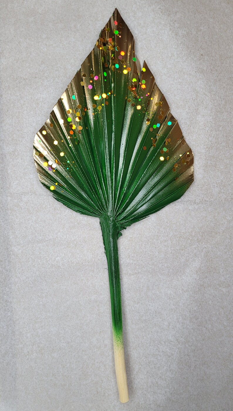 Gold Emerald Palm Spear Sun Palm Dried Flower Arrangement - Etsy