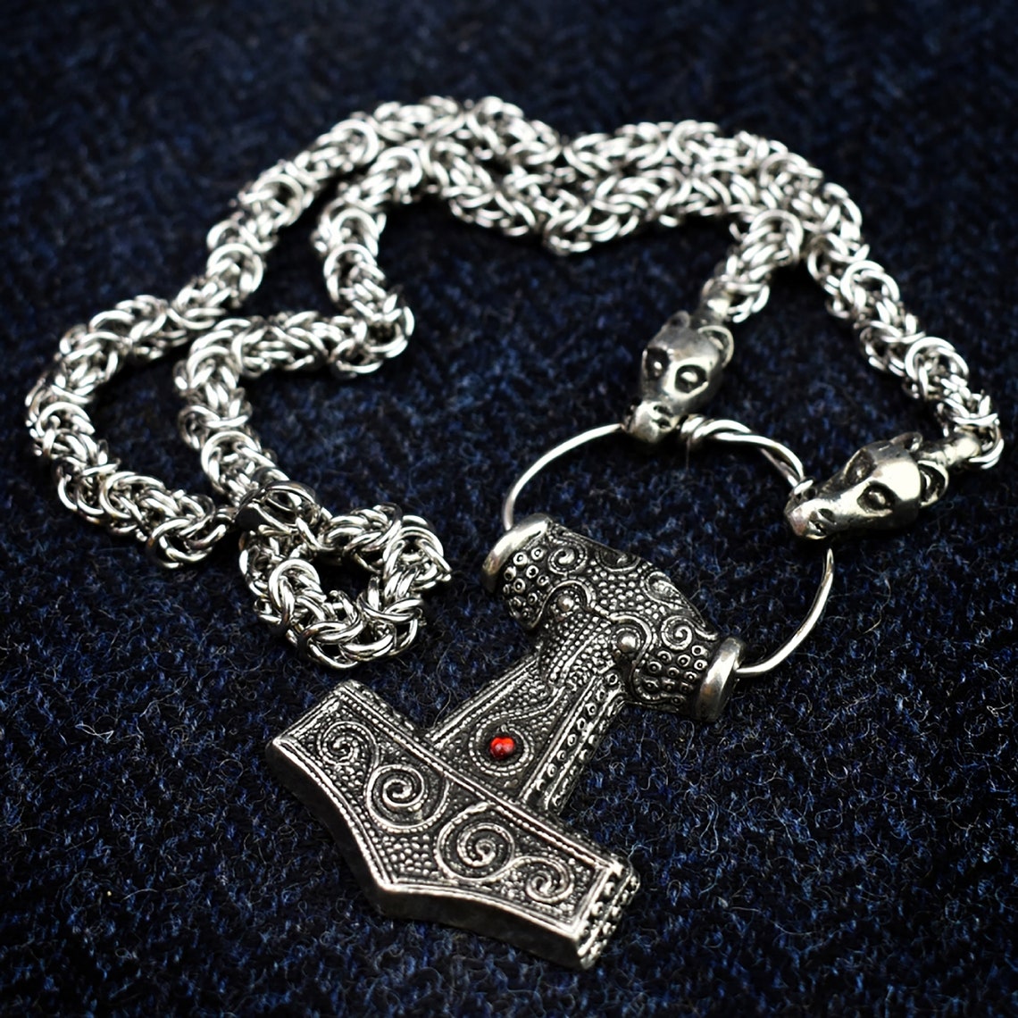 Red Skane Hammer on Dragon Chain - Etsy