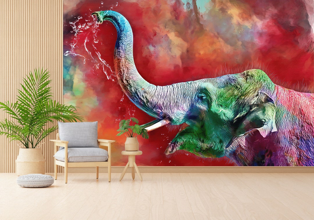 Animal Paper Craft, Colorful Elephant Wall Print, Abstract Elephant ...
