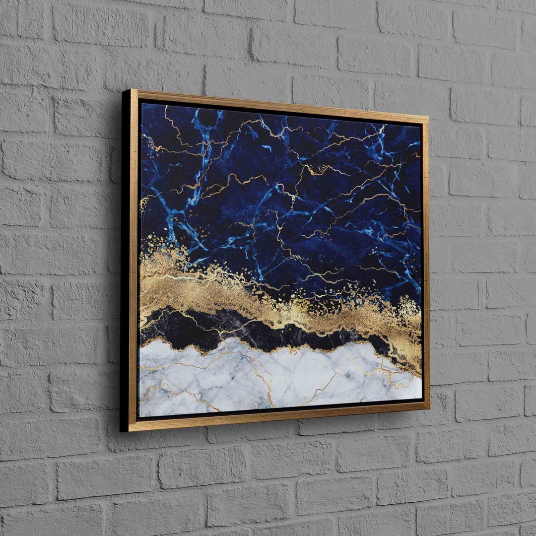 Blue Marble, Abstract Marble, Blue Art, Contemporary Marble Canvas Art ...