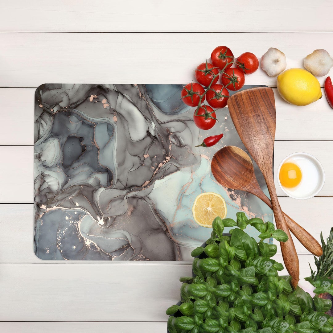 Silver Chopping Board, Gray Marble Chopping Board, Alcohol Ink Chopping ...