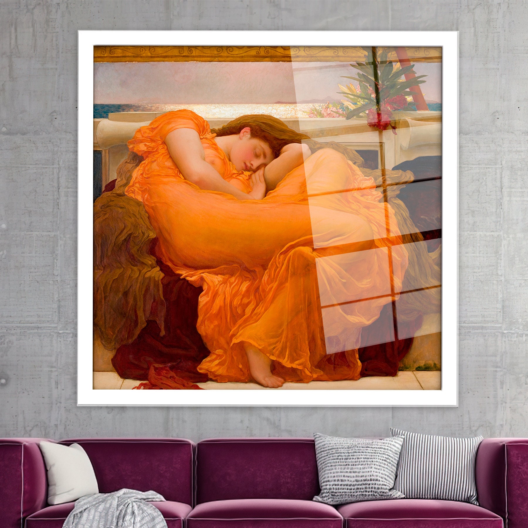 Wall Art Frederic Leighton Flaming June Glass Art Wall - Etsy