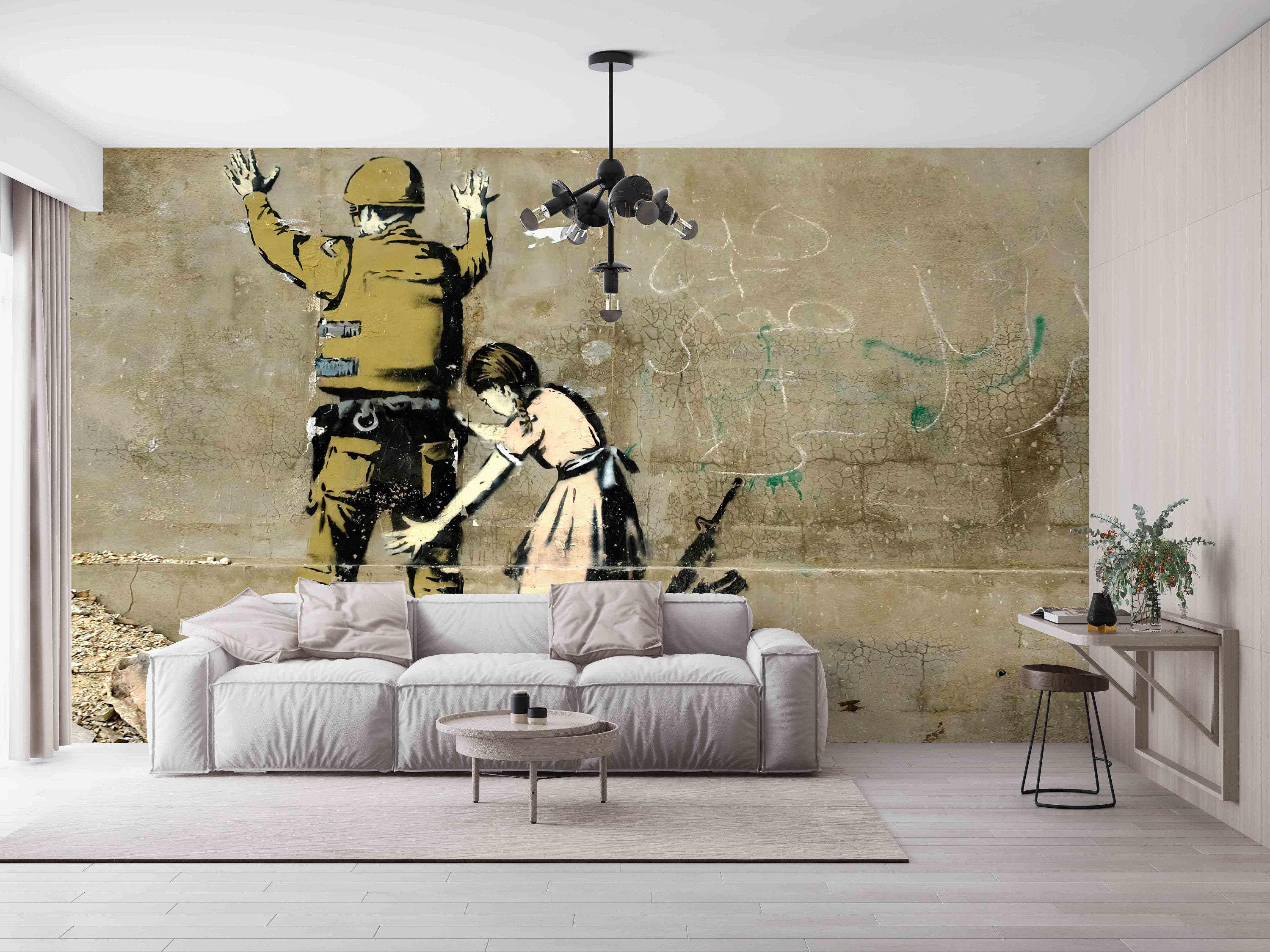 Abstract Wall Mural, Banksy Political, Wall Art Canvas, Banksy Stop ...