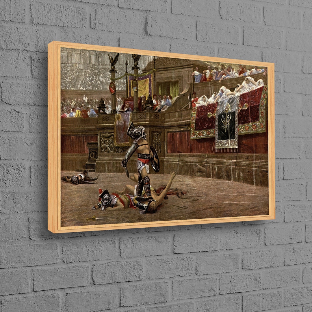 Gladiator Fights Art Canvas, Gladiators in the Arena Wall Hanging ...