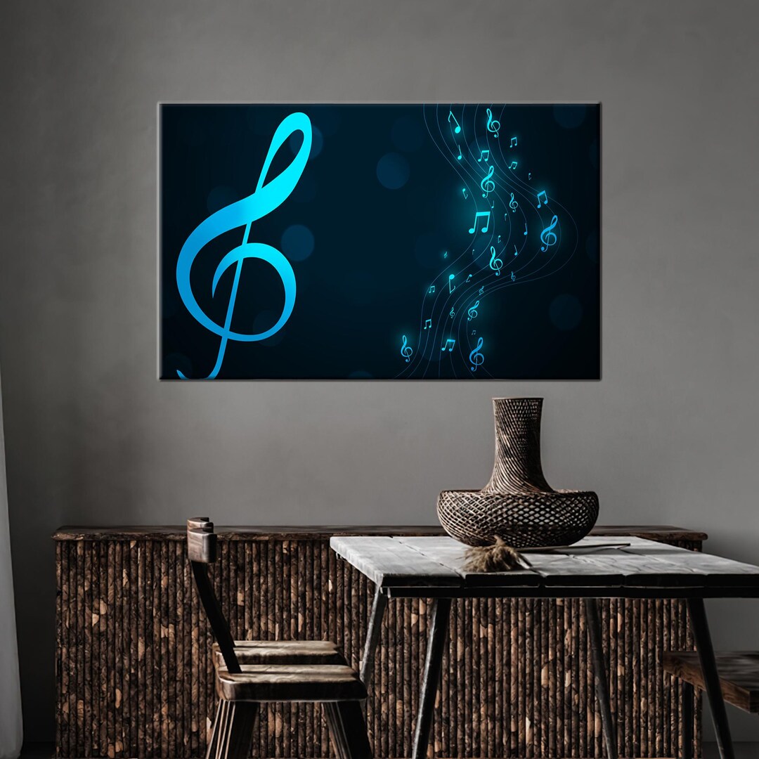 Modern Glass Wall, Music Glass Printing, Treble Clef Wall Decor ...