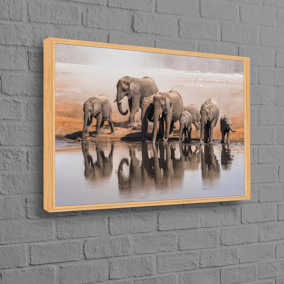 Wildlife Canvas Poster, Big African Elephants Canvas Art, Animal Canvas ...
