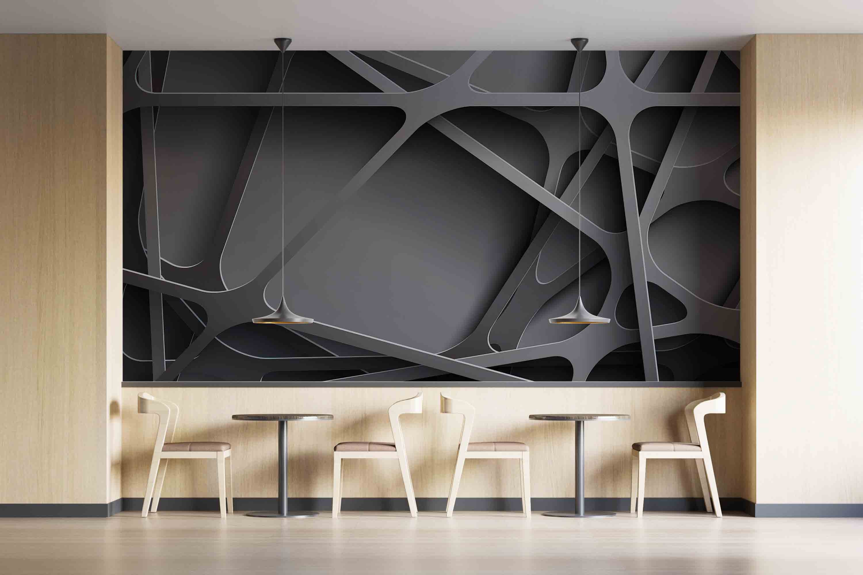 Black Modern Wallpaper Fashion Wall Decor Abstract Black - Etsy