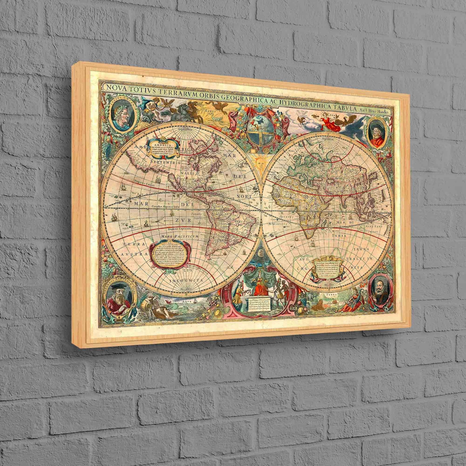 Antique World Map Wall Art, Map Canvas Art, Old World Map Printed ...
