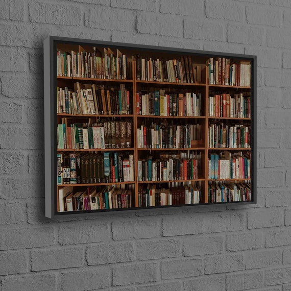 Gift for Book Lover Art Library Photo Wall Art Bookshelf - Etsy