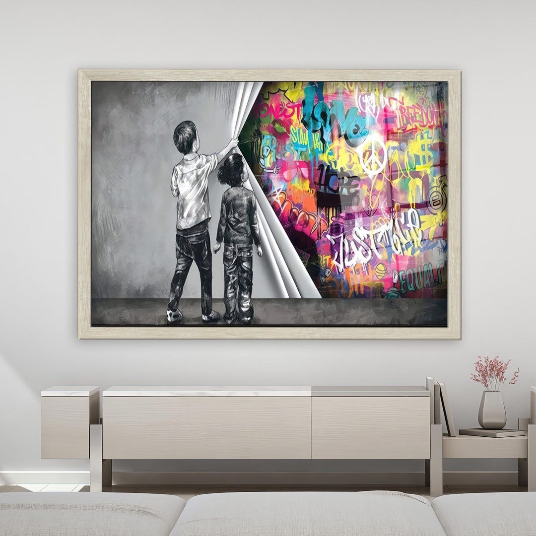 Trendy Glass, Graffiti Glass Decor, Wall Art Prints, Banksy Boy Glass ...