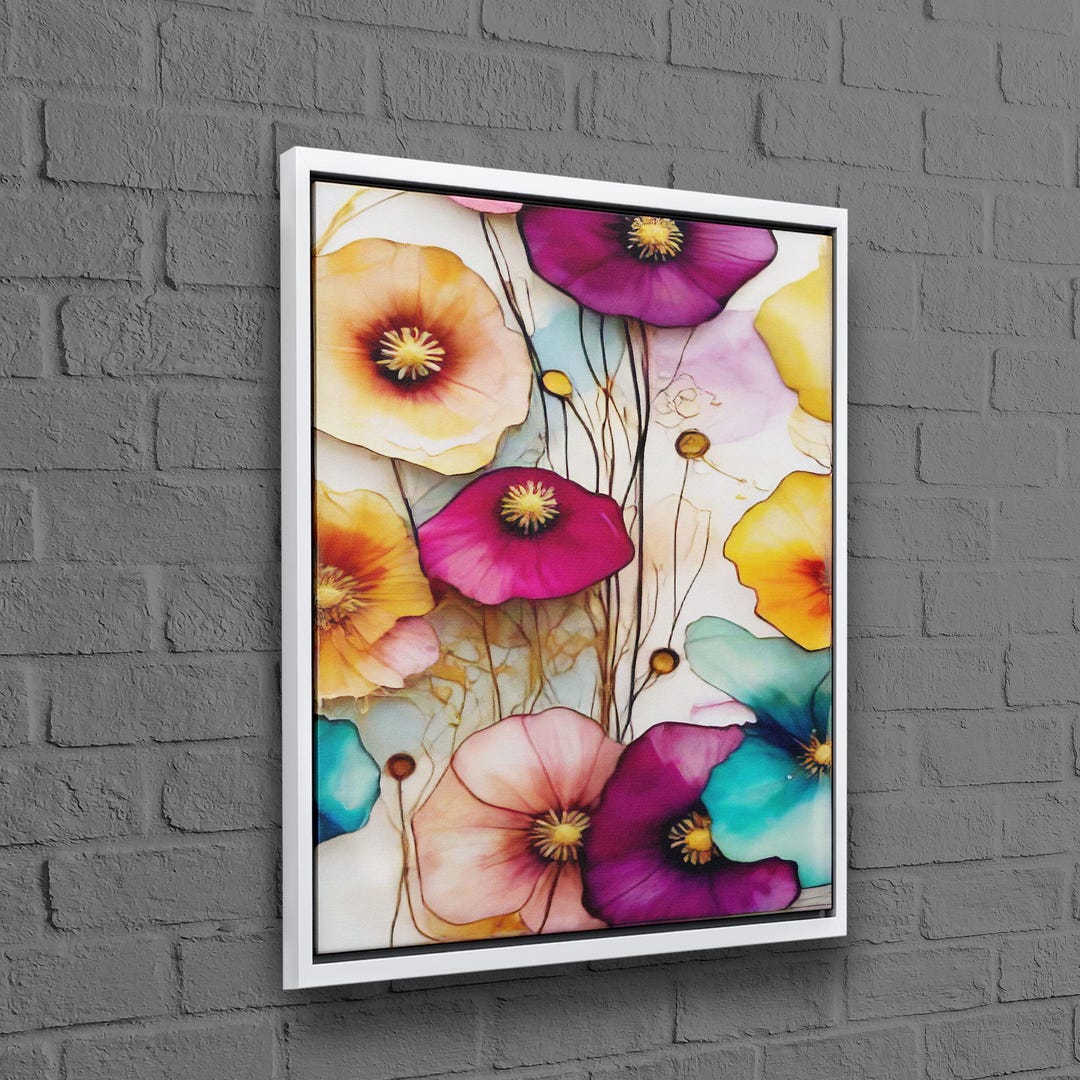 Flower Wall Decor, Flowers Poster, Framed Wall Art, Colorful Flowers ...