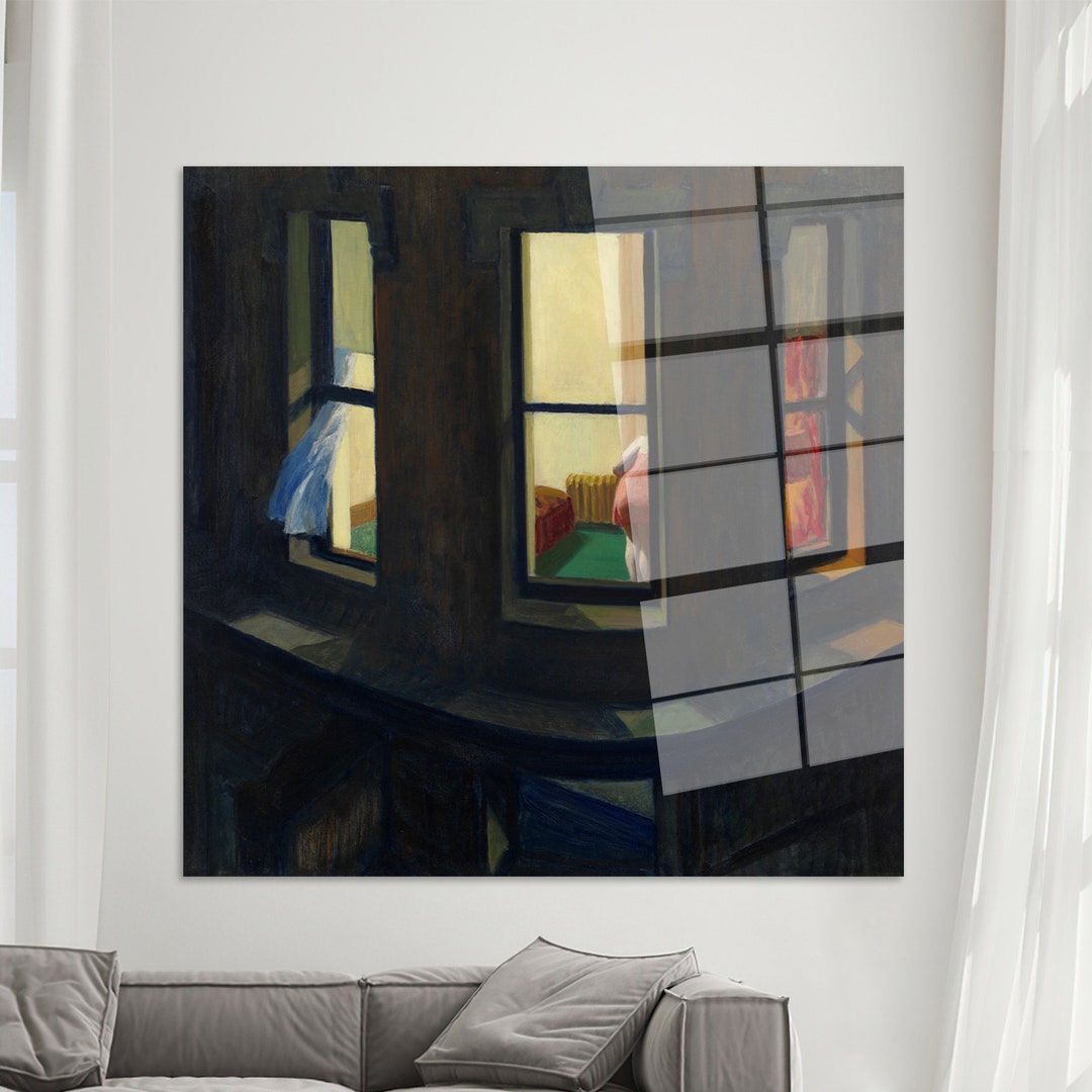 Edward Hopper Night Windows, Personalized Glass Art, Tempered Glass ...