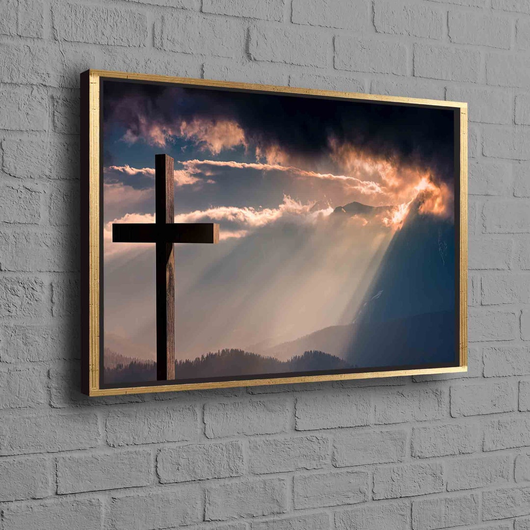 Holy Forgiveness Canvas Art, Redemption Canvas, Cross Landscape Poster ...