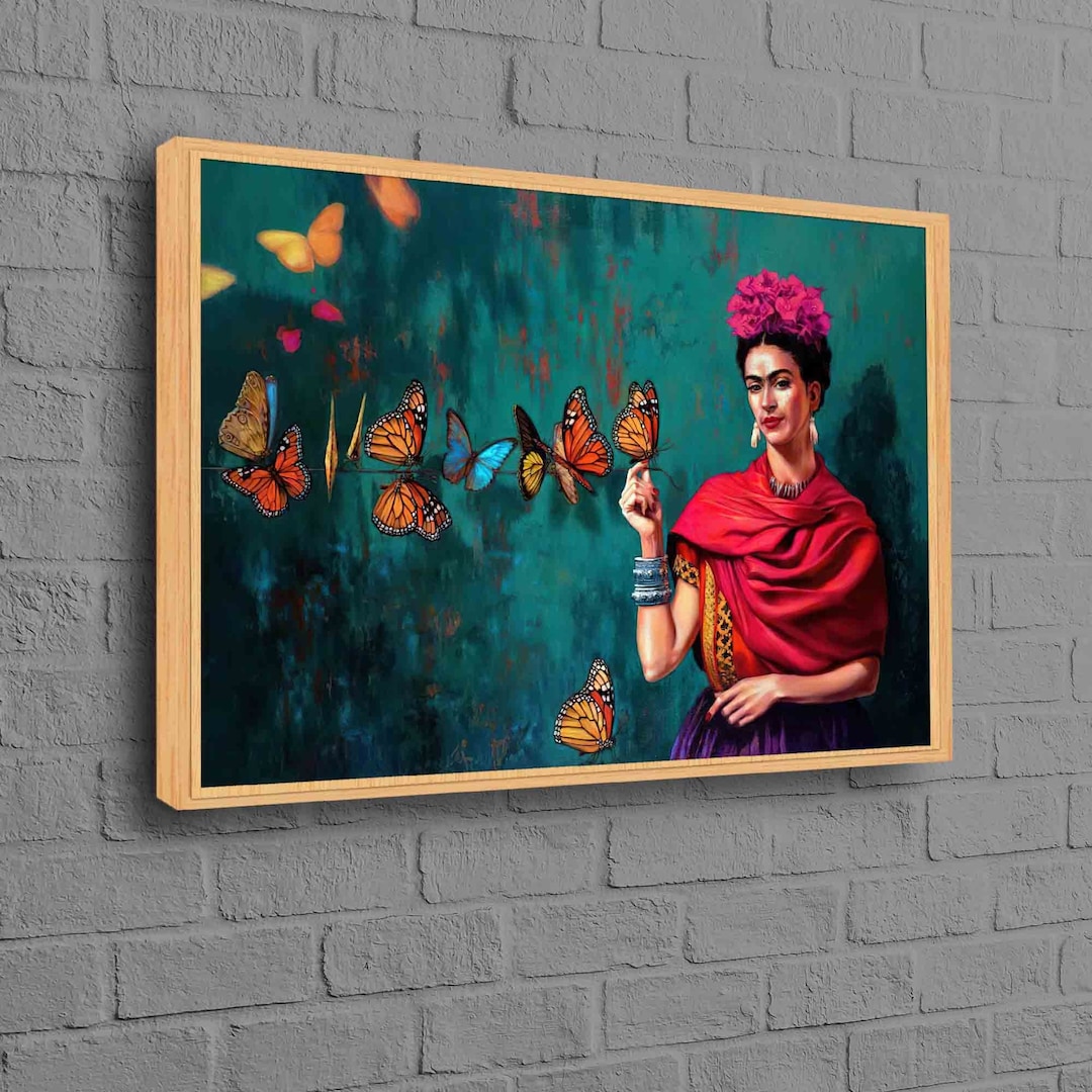 Frida and Butterflies Wall Decor, Frida Canvas, Modern Printed, Woman ...