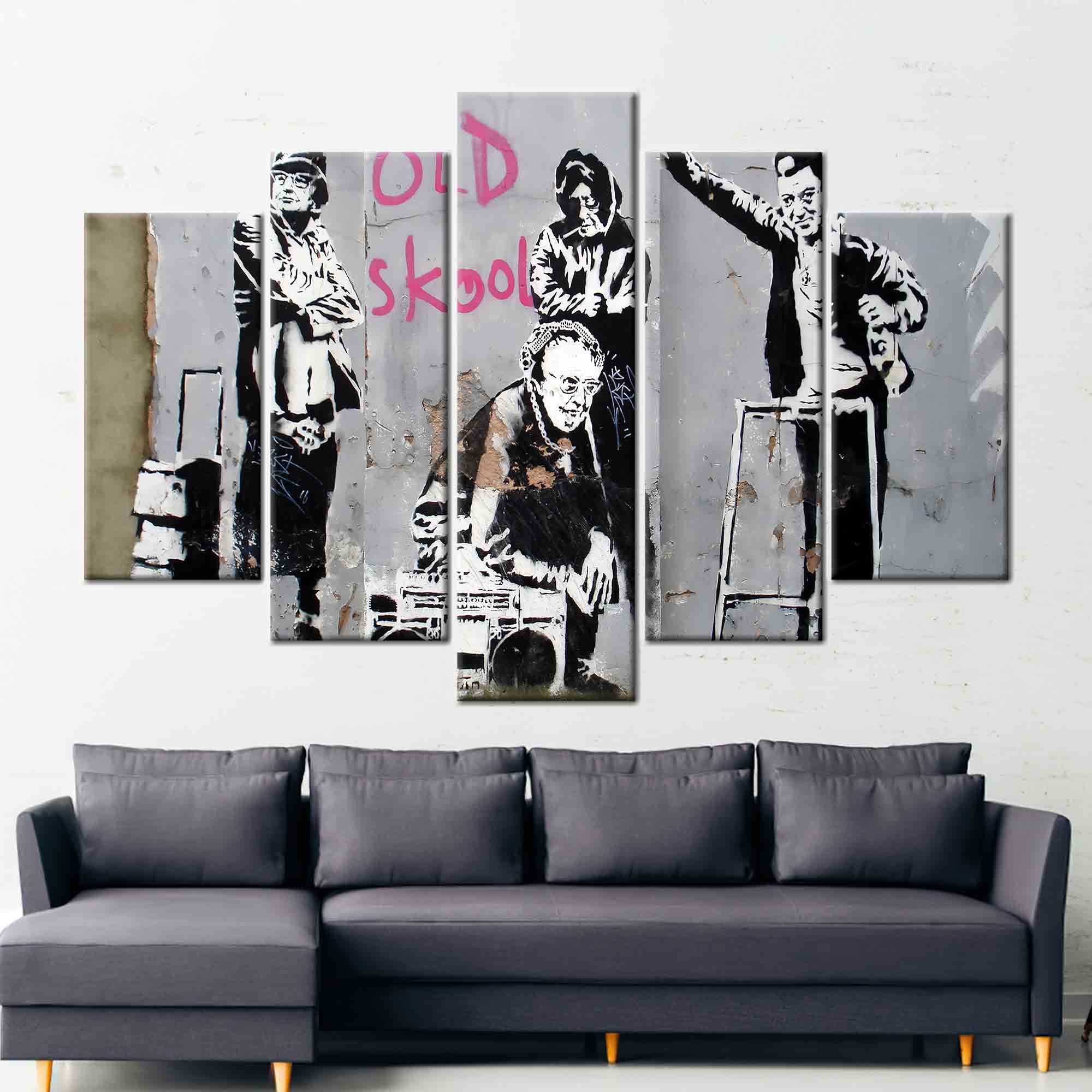 Iconic Banksy Old Skool Grannies Graffiti Printed Abstract Etsy