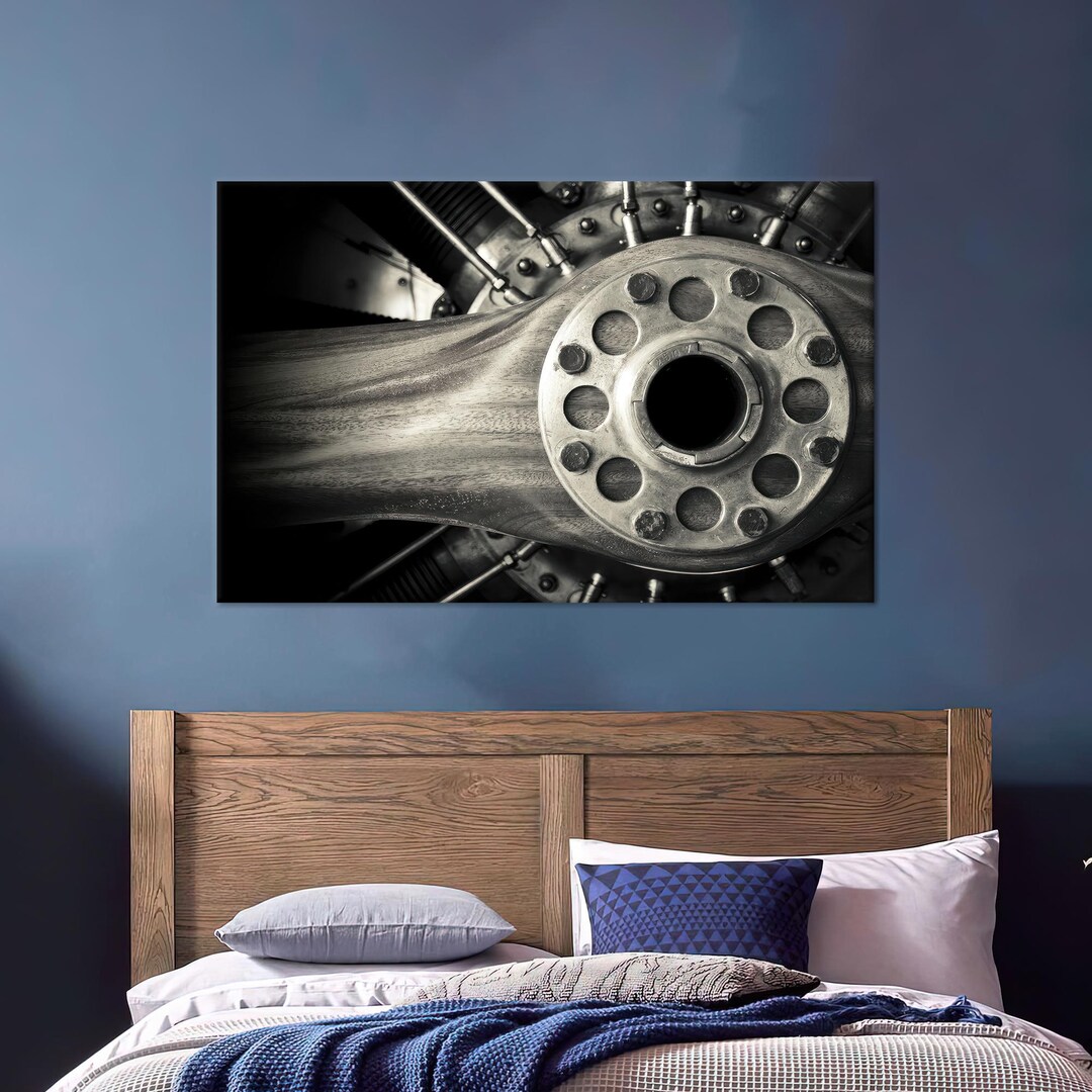 Airplane Printed, Airplane Propeller Canvas Poster, Office Canvas ...
