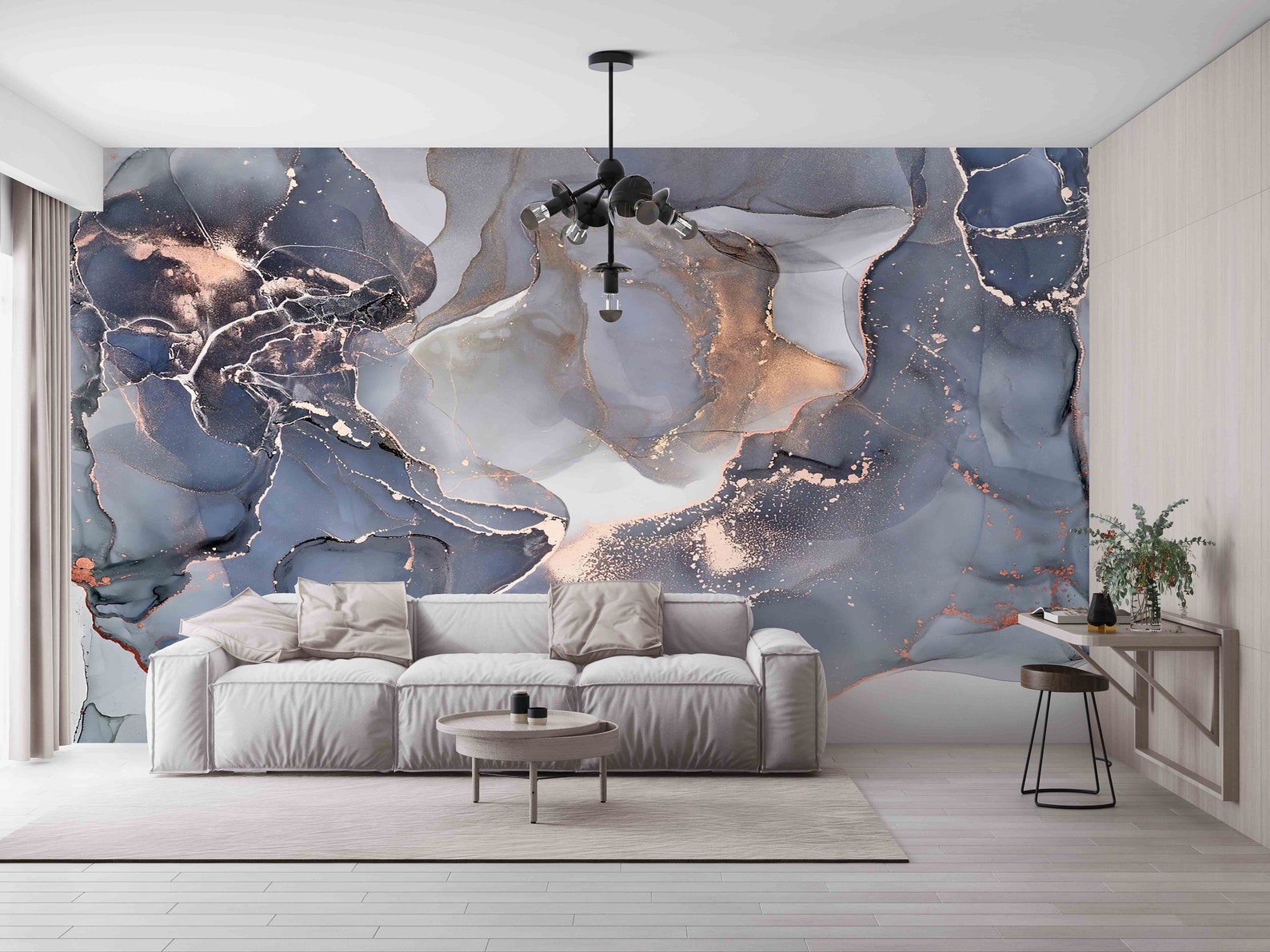Gray and Gold Marble, Abstract Wall Mural, Gray Marbrle Wallpaper ...