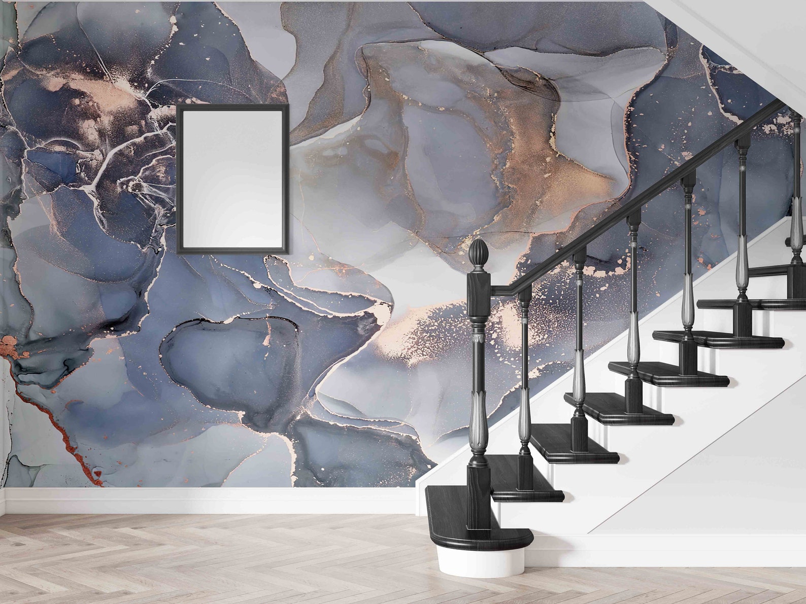 Gray and Gold Marble, Abstract Wall Mural, Gray Marbrle Wallpaper ...
