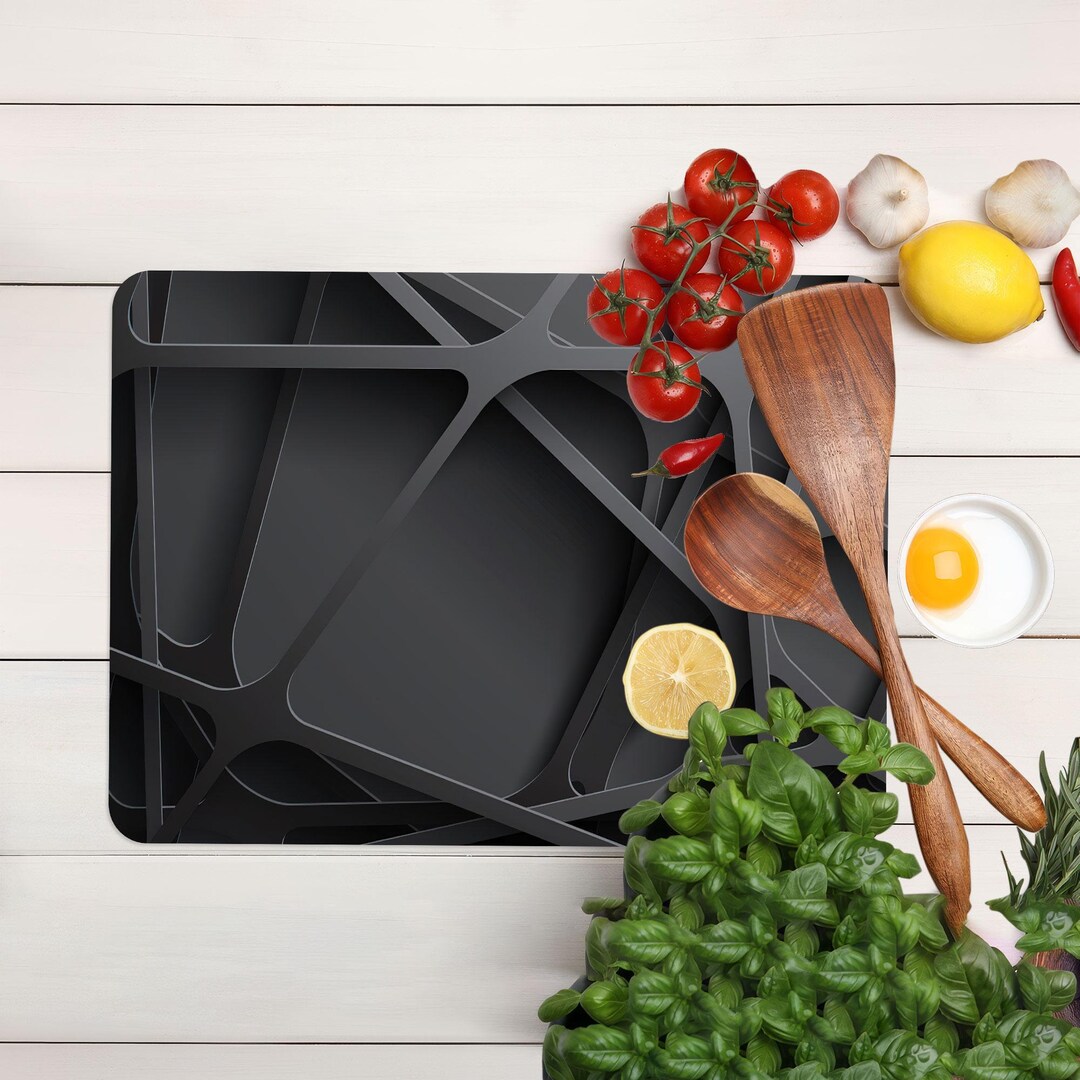 Metallic Effect Chopping Board, 3D Effect Black Serving Board ...