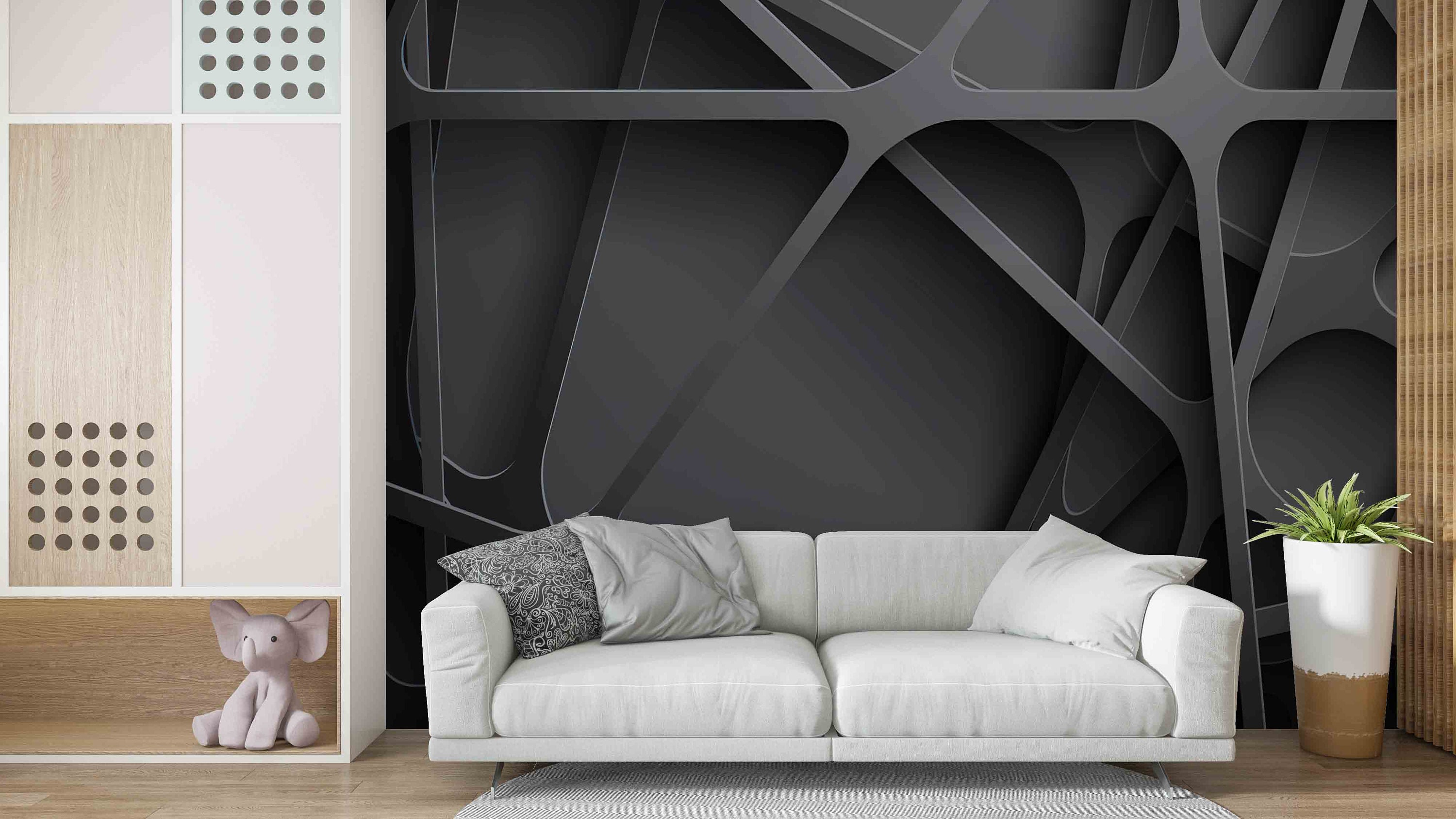 Black Modern Wallpaper Fashion Wall Decor Abstract Black - Etsy