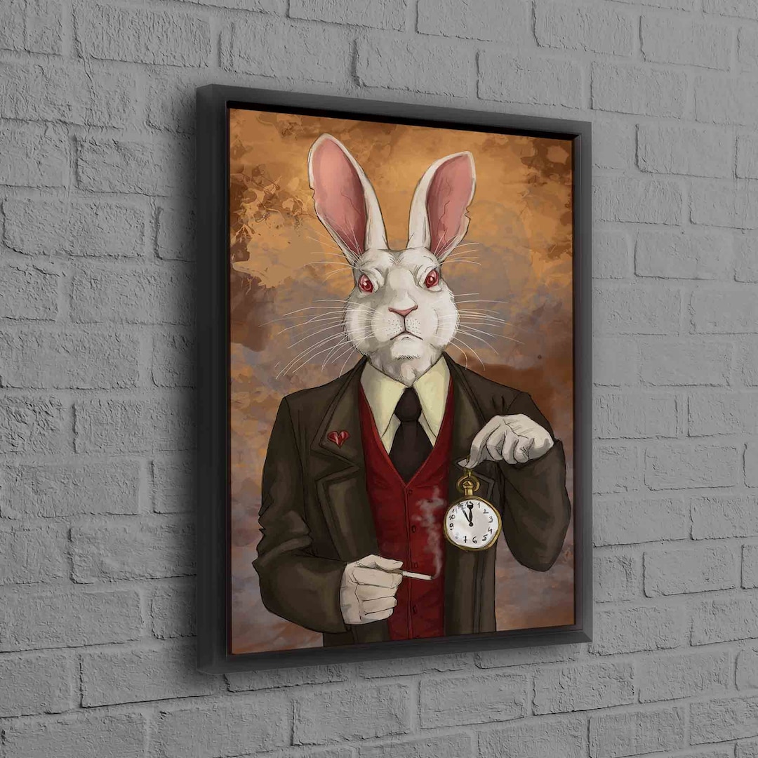 Mr. Rabbit, Alice in Wonderland Art Canvas, Abstract Art, White Rabbit ...