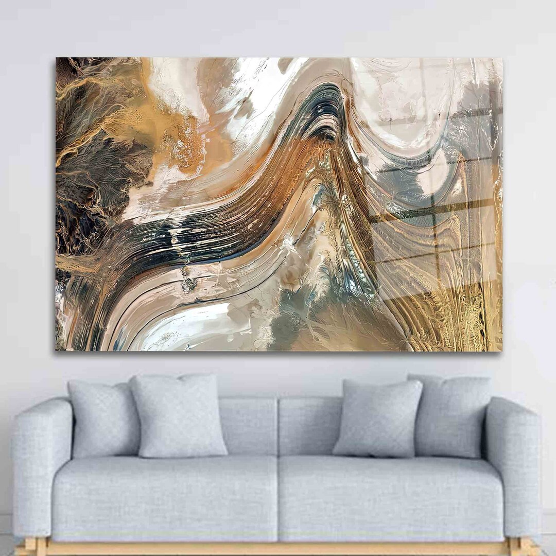 Modern Glass Art, Brown Abstract Canvas Glass, Abstract Tempered Glass ...