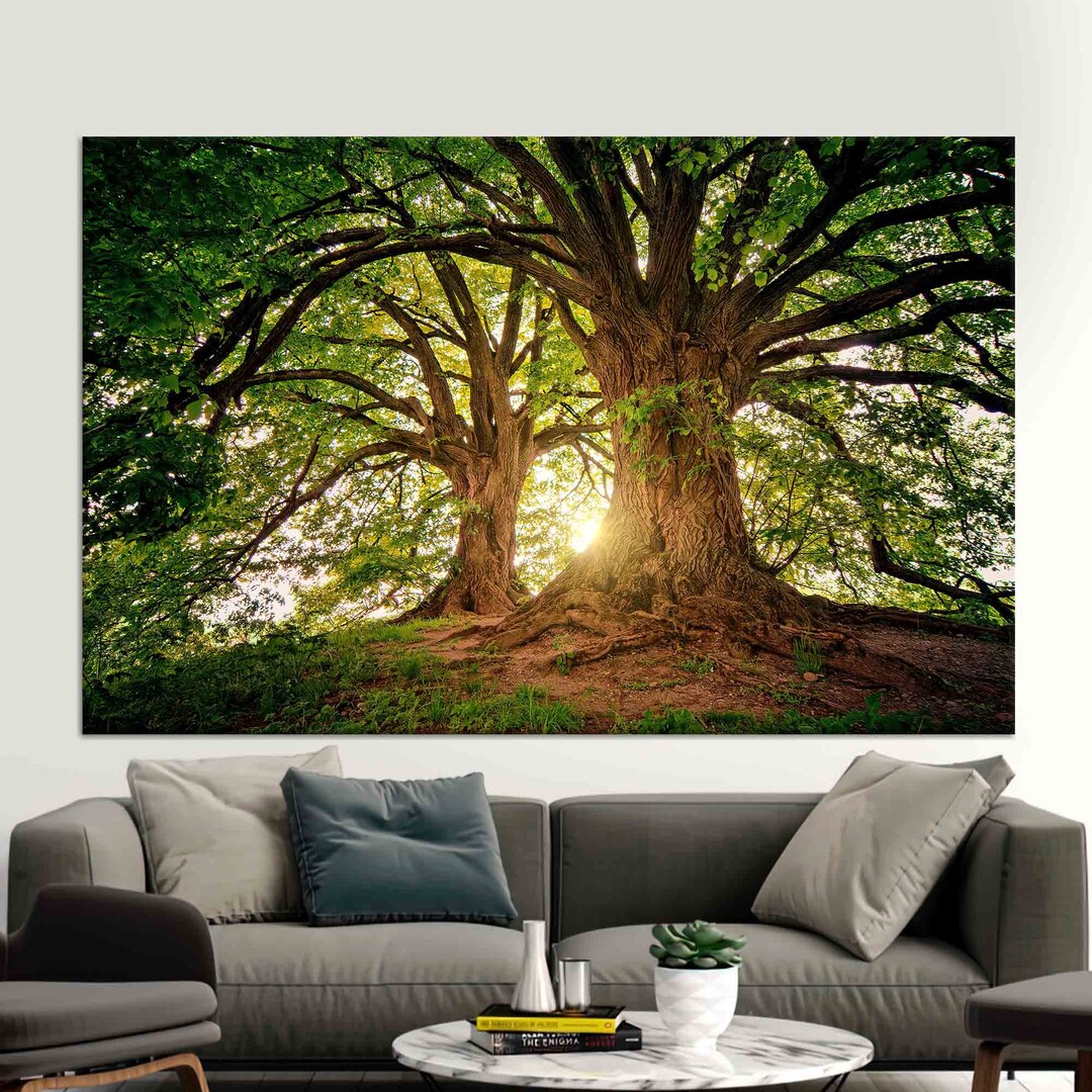 Gift for Her, Living Room Wall Art, Green Artwork, Tree Photo Print ...