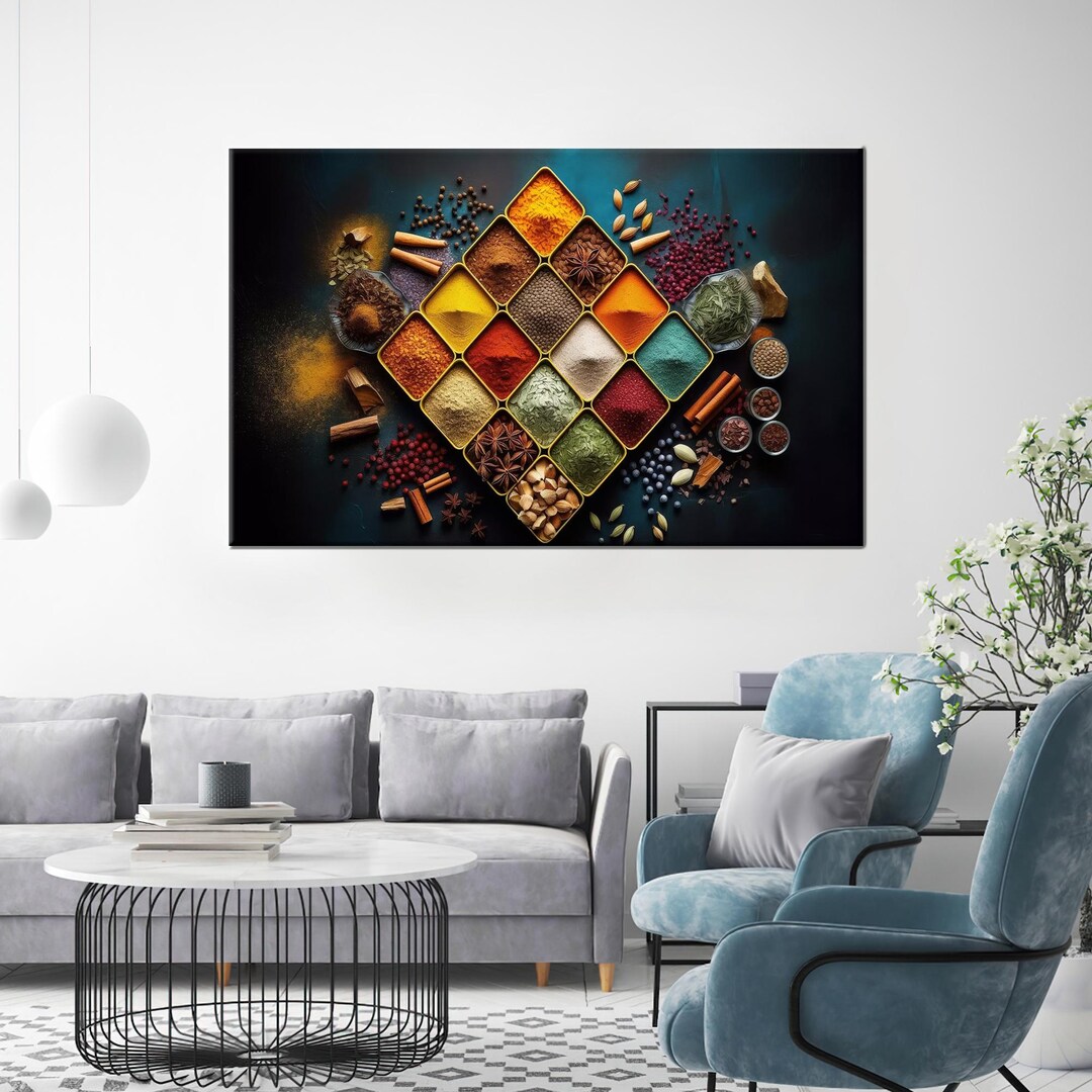 Modern Wall Decor, Spices Tempered Glass, Spice Plates Glass Wall ...