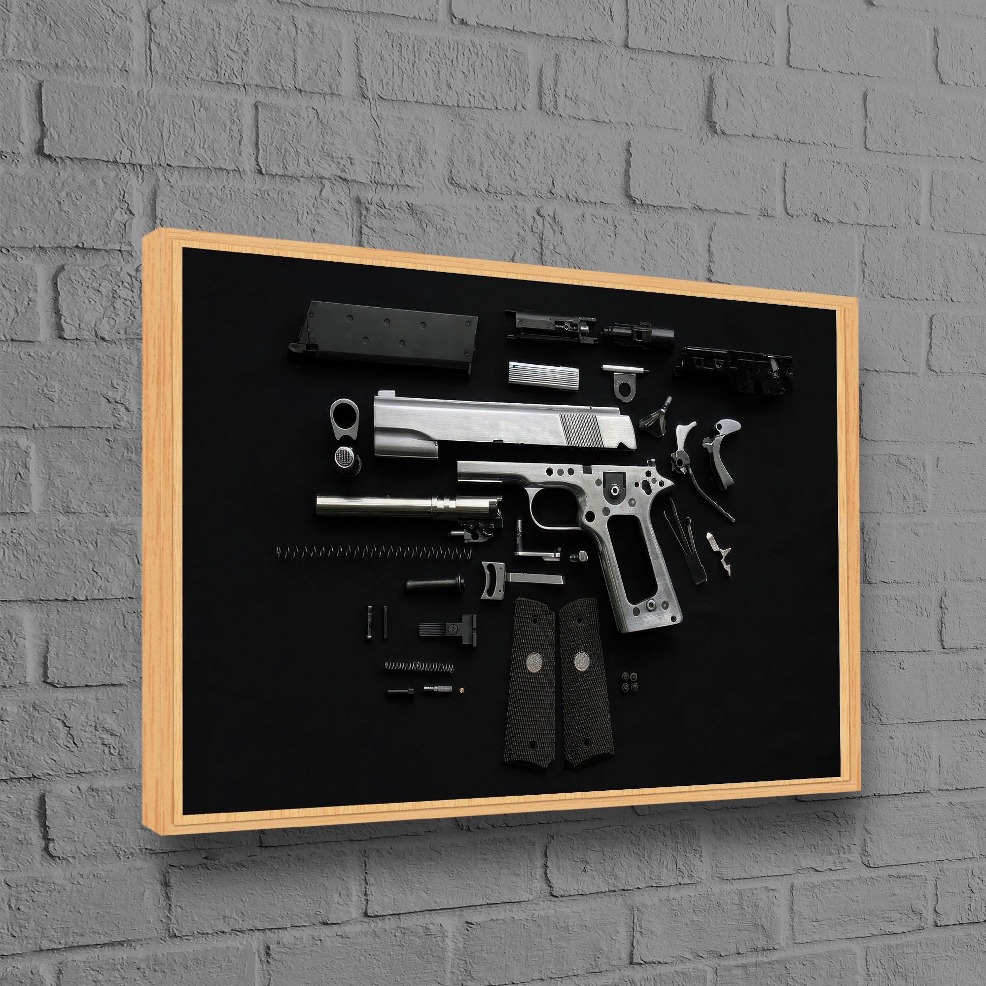 Disassemled Gun Artwork, Man Cave Art Canvas, 3D Wall Art, Gun Wall ...