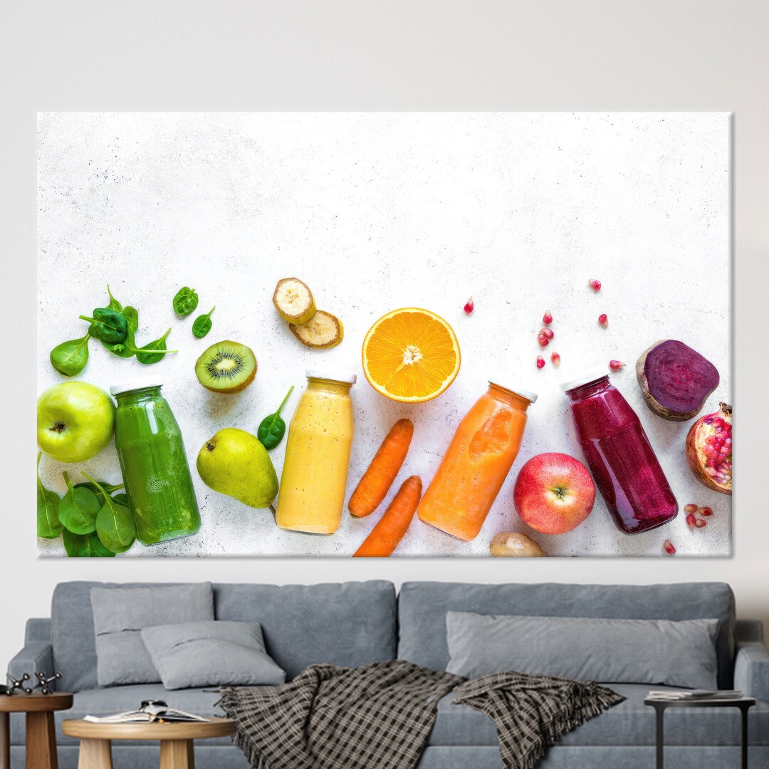Kitchen Artwork, Vegetables and Fruits 3D Canvas, Colorful Canvas ...
