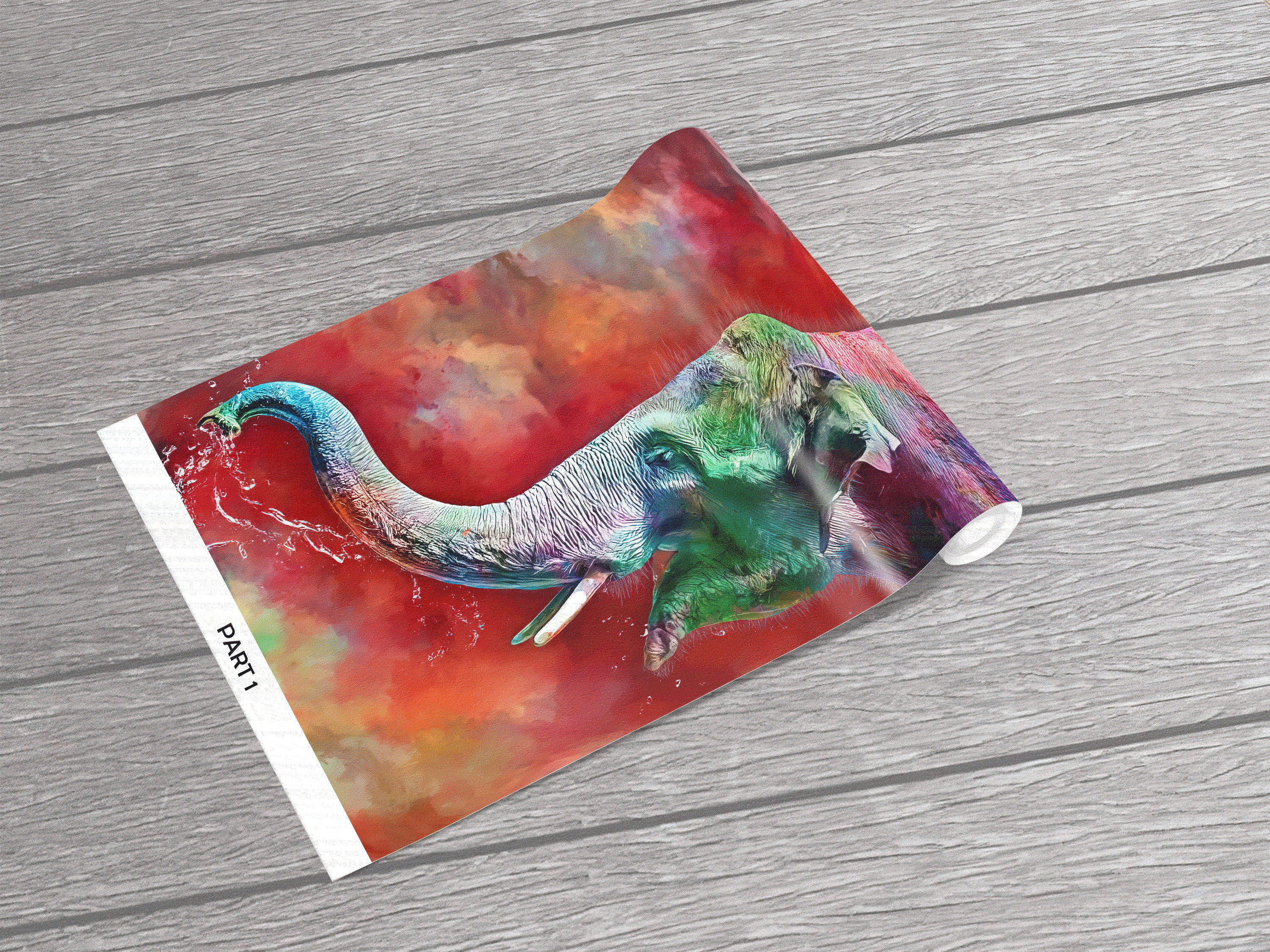 Animal Paper Craft, Colorful Elephant Wall Print, Abstract Elephant ...