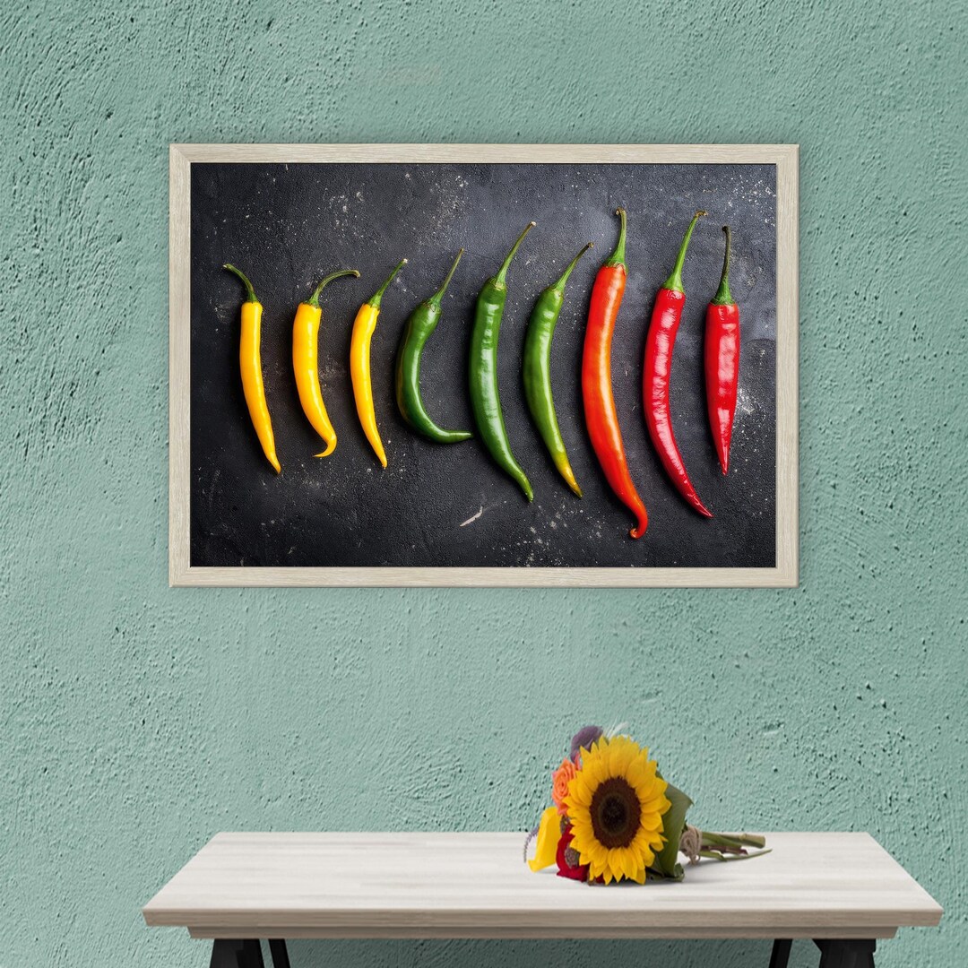 Colorful Peppers Glass, Kitchen Glass Wall Art, Pepper Glass, Modern ...
