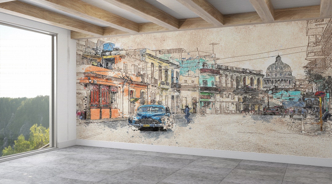 Street View Wall Decor, City Architecture Drawing Paper Craft ...