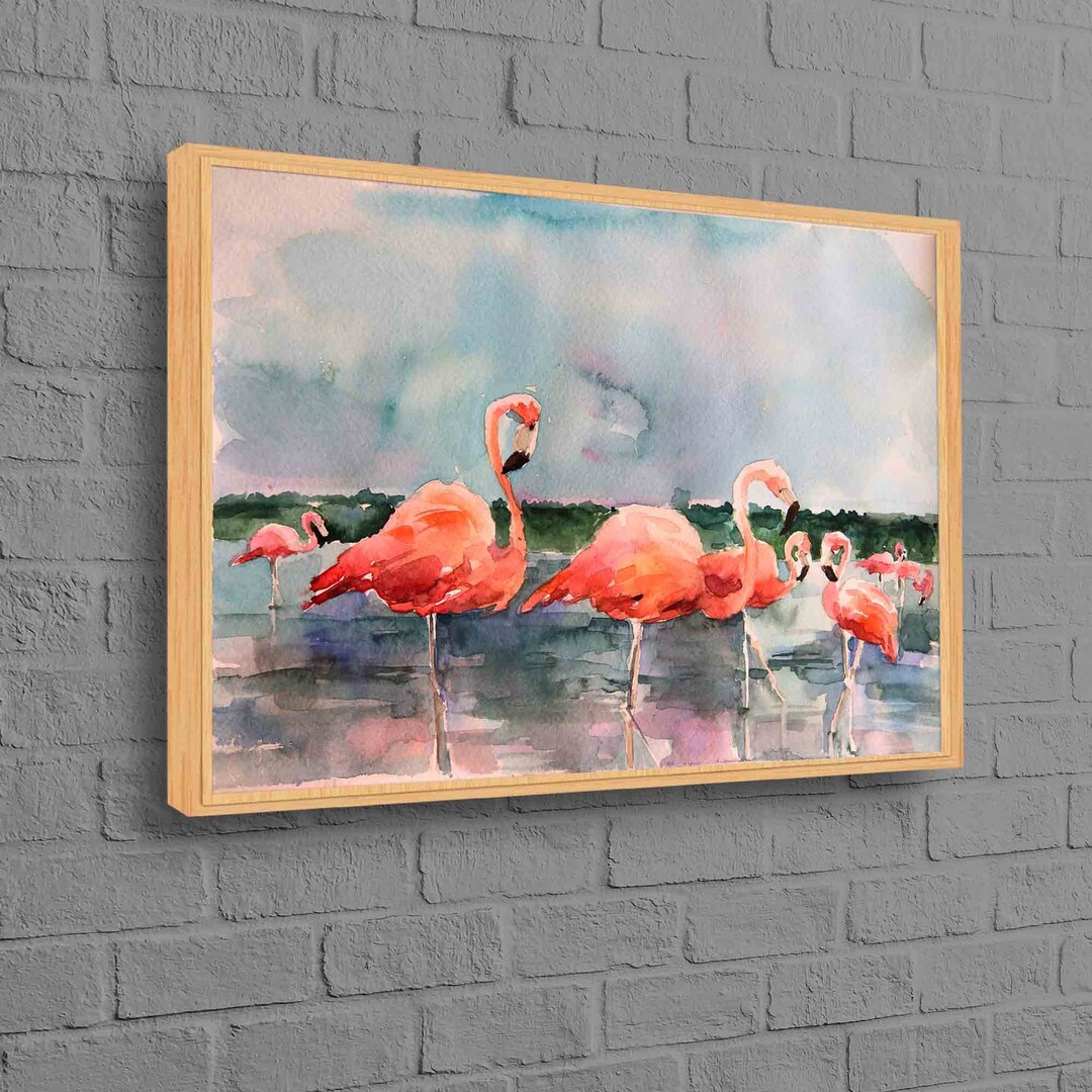 Flamingo Painting, Abstract Art Canvas, Pink Flamingo Printed, Flamingo ...