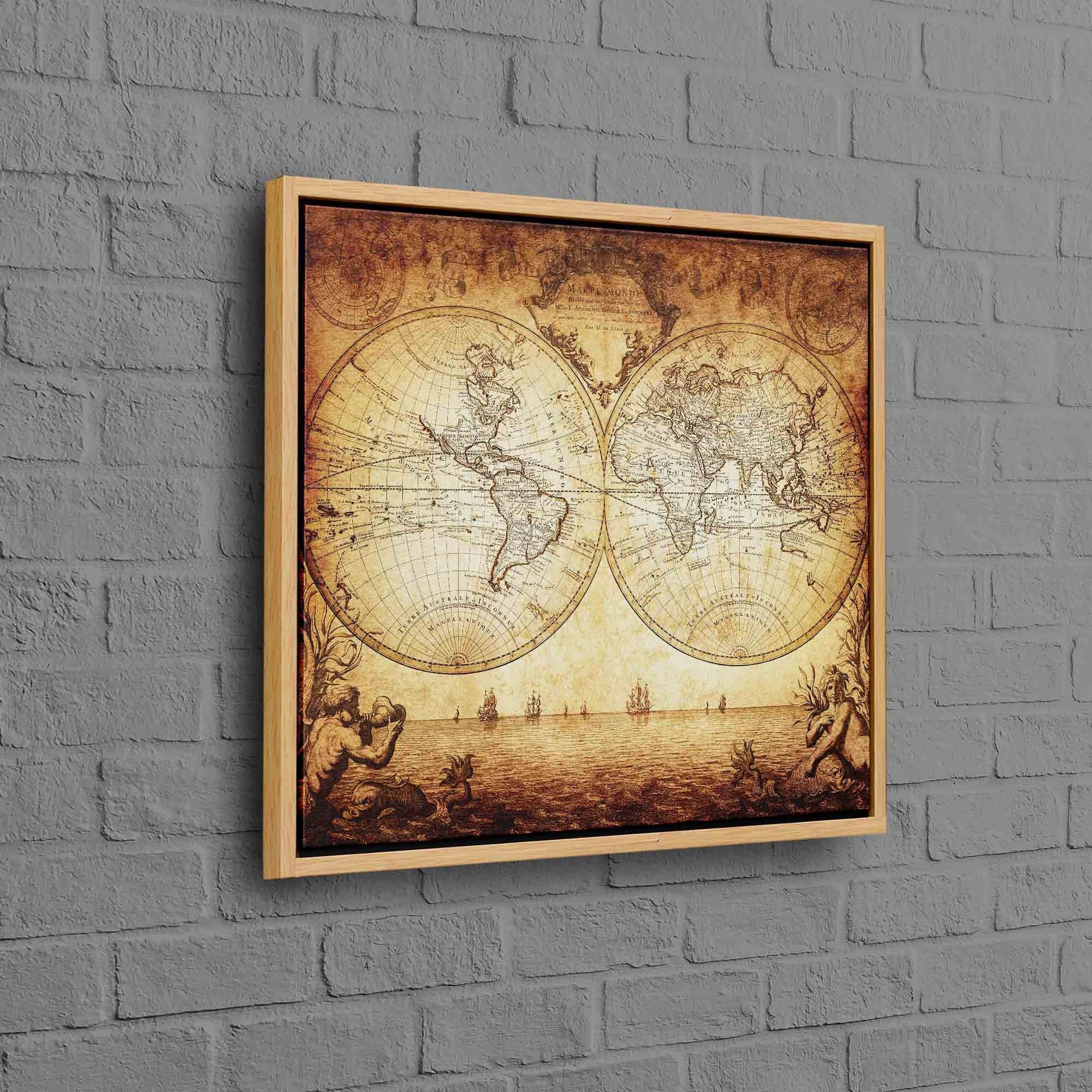 Vintage World Map Map Canvas Old World Map Art Canvas Old | Etsy