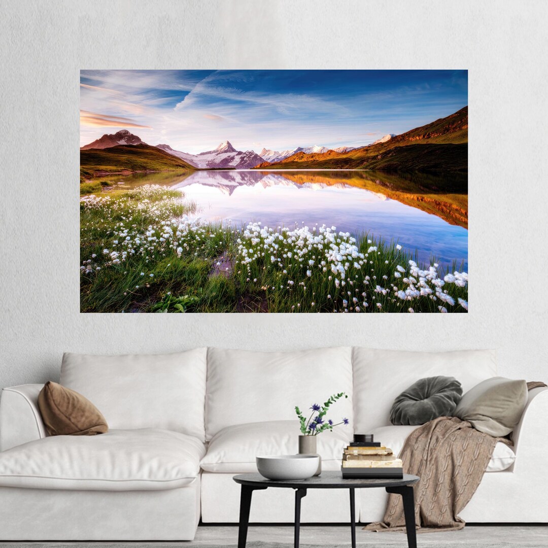 Swiss Alps Glass Printing, Lake Glass Printing, Landscape Wall Decor ...