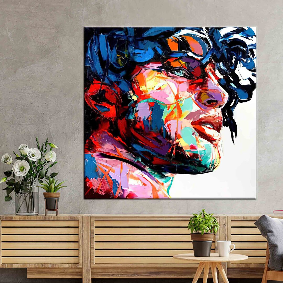 Colorful Man Painting, Colorful Wall Decor, Colorful Man Poster ...