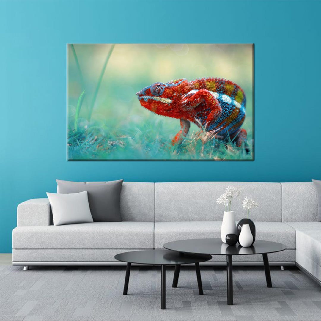 Modern Glass, Chameleon Glass Wall Art, Animal Tempered Glass, Colorful ...