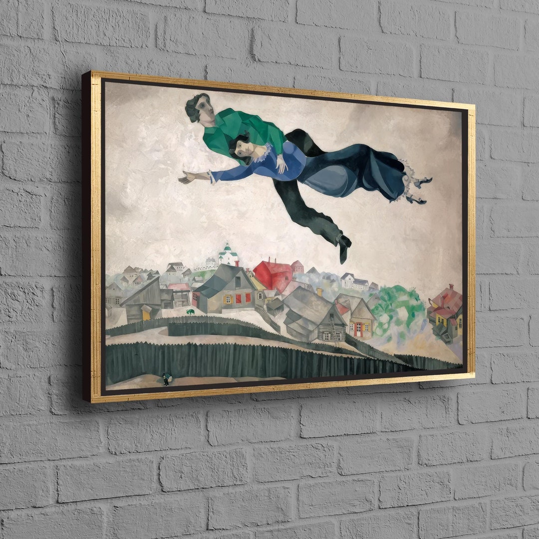Marc Chagall Printed, Over the Town Canvas Poster, Marc Chagall Over ...