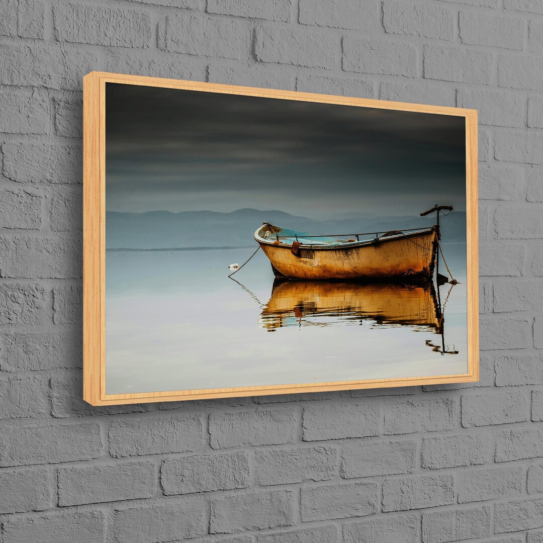 Yellow Boat Wall Hanging, Boat Landscape 3D Canvas, Framed Wall Art ...