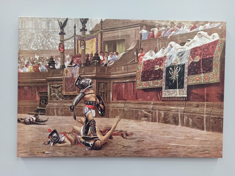 Gladiator Fights Art Canvas, Gladiators in the Arena Wall Hanging ...