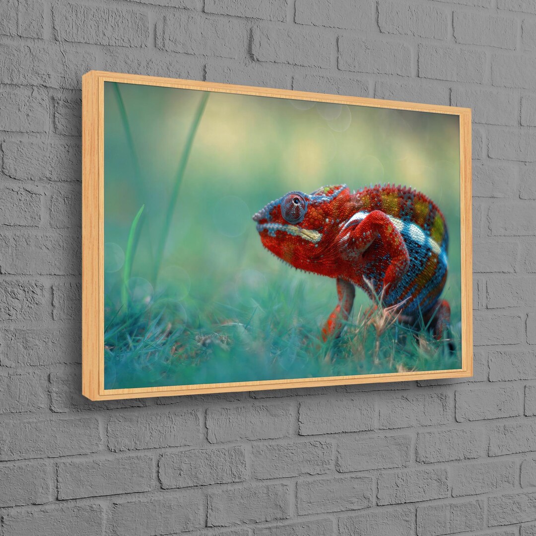 Office Decor Art, Chameleon Wall Hangings, Animal Canvas Gift, Modern ...