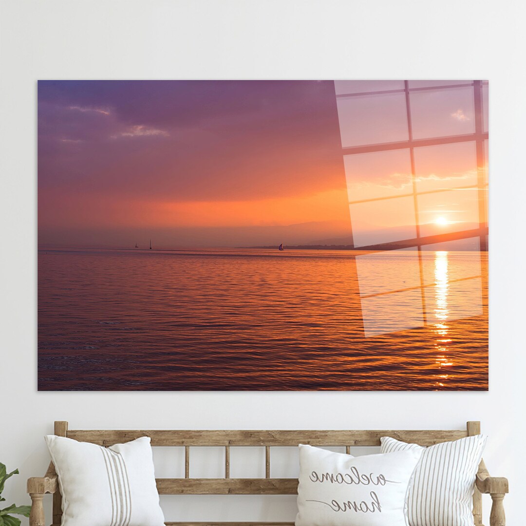 Personalized Glass Art, Wall Art, Seaside Coast View Wall Art, Ocean ...